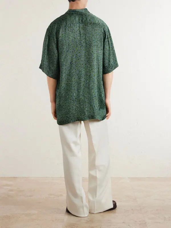 Dries Van Noten Camp-collar Printed Satin Shirt