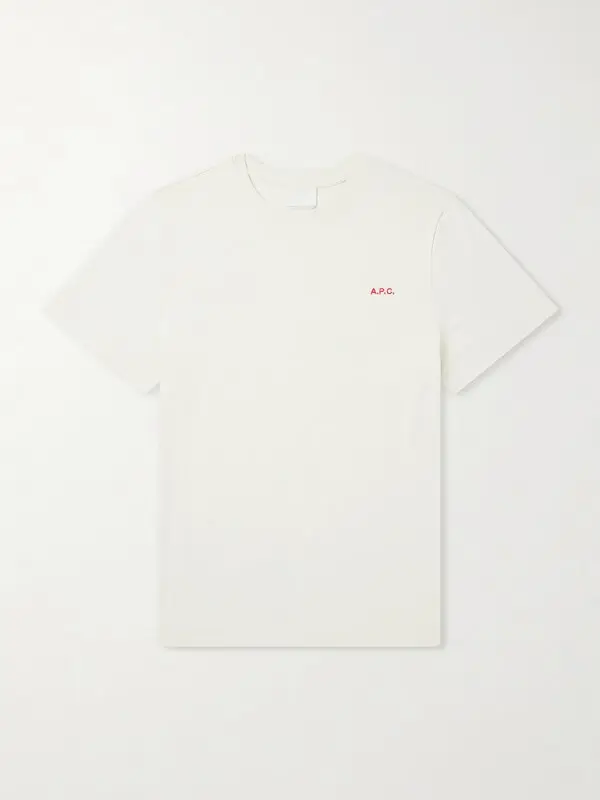 A.p.c. Oliver Logo-embroidered Cotton-jersey T-shirt - Neutrals