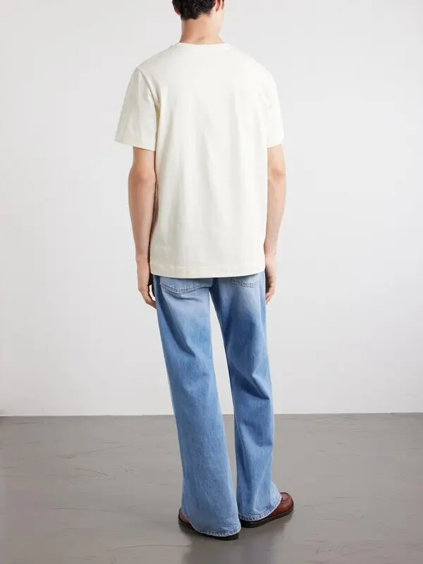 A.p.c. Logo-embroidered Cotton-jersey T-shirt - Neutrals