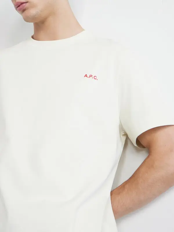 A.p.c. Logo-embroidered Cotton-jersey T-shirt - Neutrals
