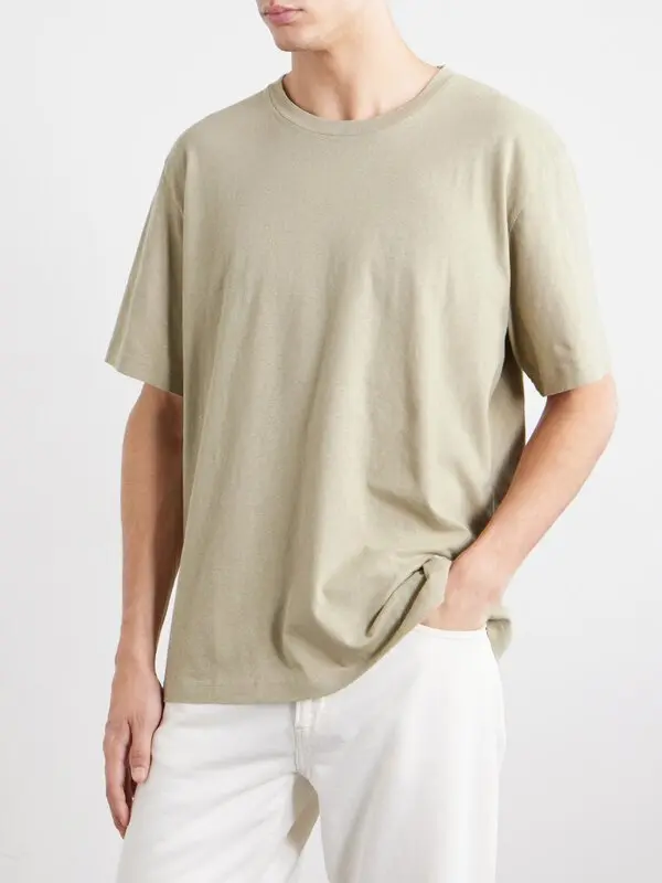 Frescobol Carioca Dinis Linen-blend T-shirt - Green