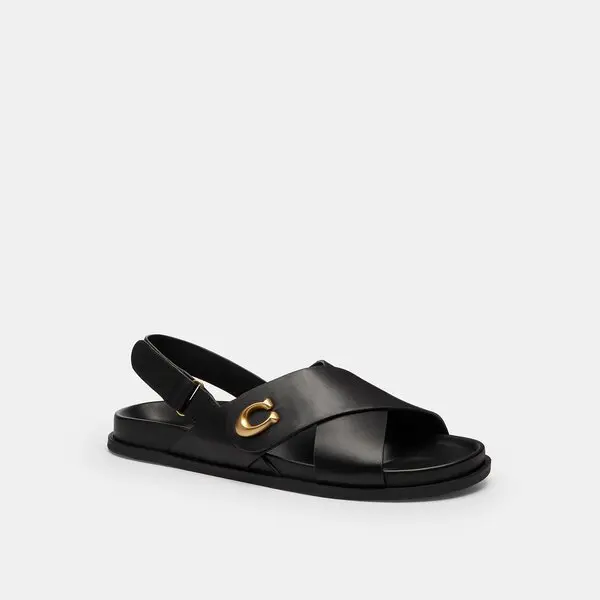 COACH Sculpted C Criss-cross Sandal - Black