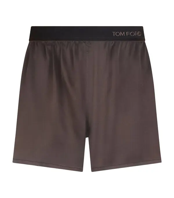 TOM FORD Silk Satin Shorts - Brown