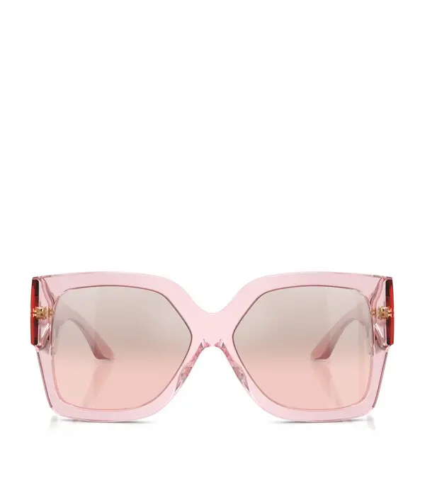 Versace Crystal-embellished Rectangle Sunglasses - Pink