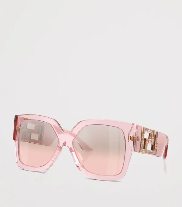 Versace Crystal-embellished Rectangle Sunglasses