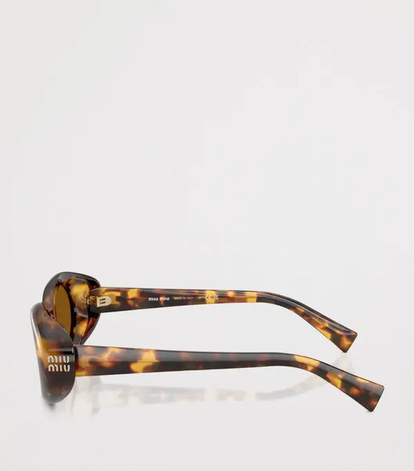Miu Miu Oval Tortoiseshell Wrap-around Sunglasses - Brown