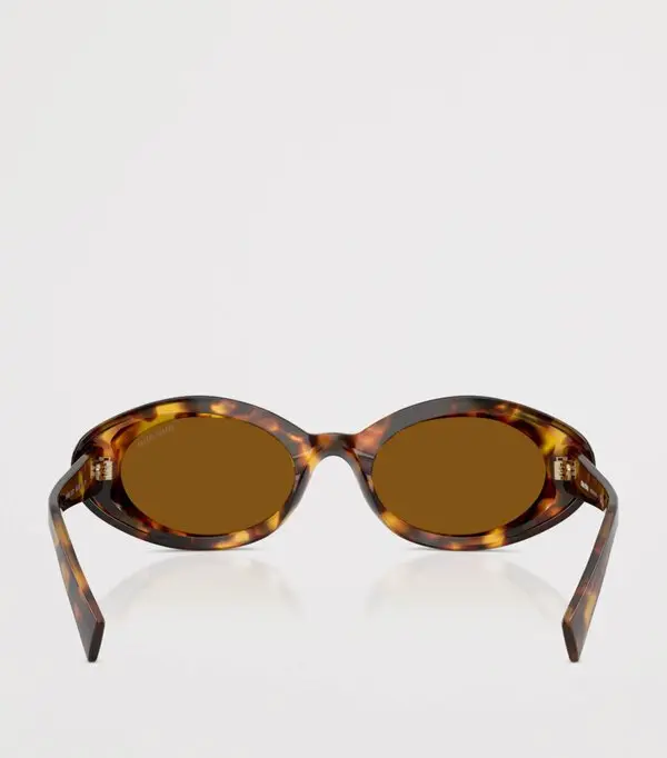 Miu Miu Oval Tortoiseshell Wrap-around Sunglasses - Brown
