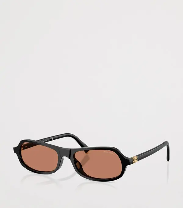 Miu Miu Irregular Oval Sunglasses With Logo Accents