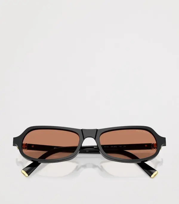Miu Miu Irregular Oval Sunglasses With Logo Accents