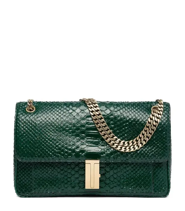 TOM FORD Laminated Leather Shoulder Bag - Green