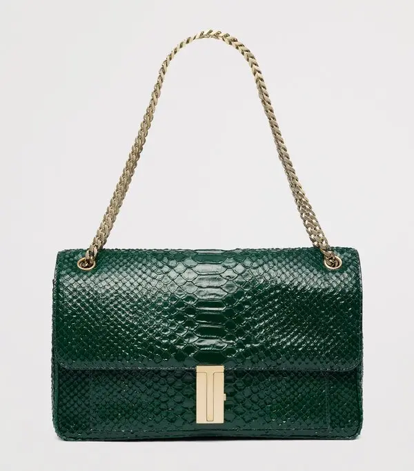 TOM FORD Laminated Leather Shoulder Bag - Green