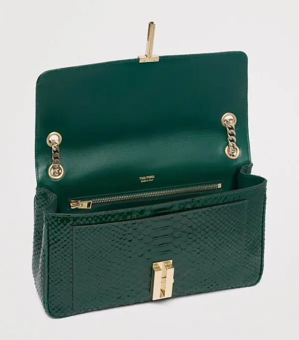 TOM FORD Laminated Leather Shoulder Bag - Green