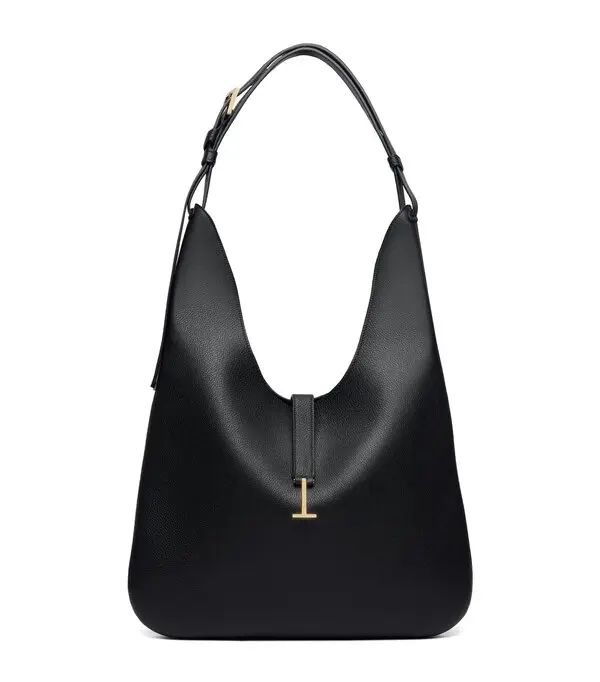 TOM FORD Large Leather Shoulder Bag With Gold Tone Hardware