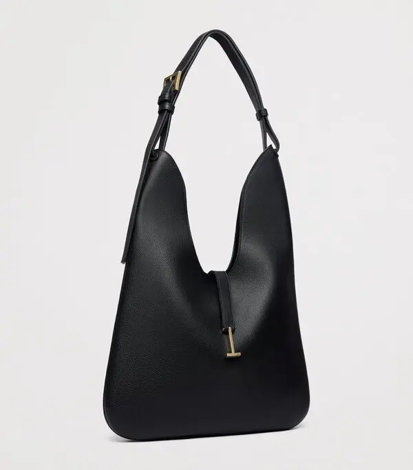 TOM FORD Large Leather Shoulder Bag With Gold Tone Hardware