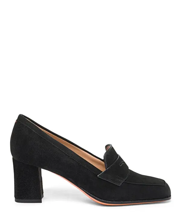 Santoni Suede High-heel Pump - Black