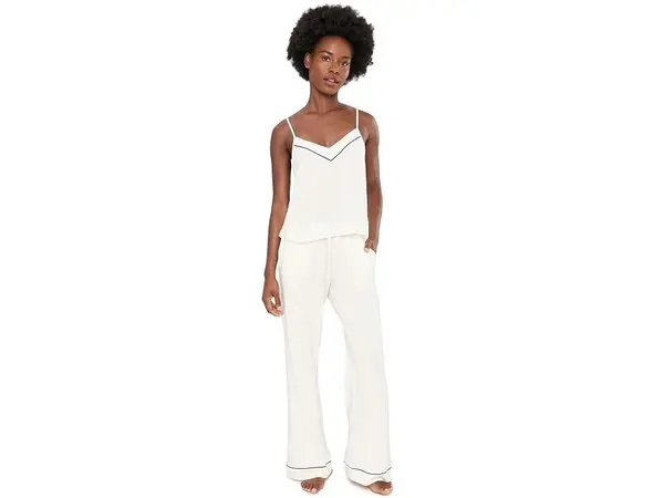 Eberjey Gisele V-neck Cami Pants Pajama Sets Ivory/navy - White