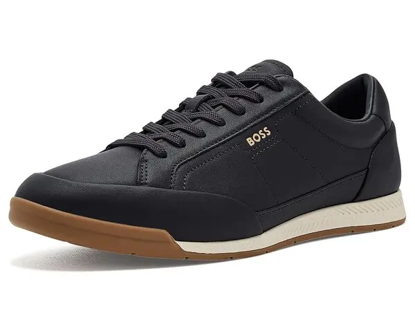 BOSS Nitan Leather Low Profile Sneakers Shoes Dark