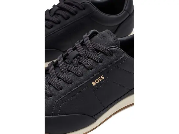 BOSS Nitan Leather Low Profile Sneakers Shoes Dark