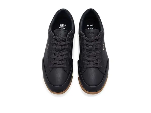 BOSS Nitan Leather Low Profile Sneakers Shoes Dark