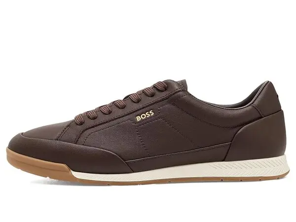 BOSS Nitan Leather Low Top Sneakers - Brown