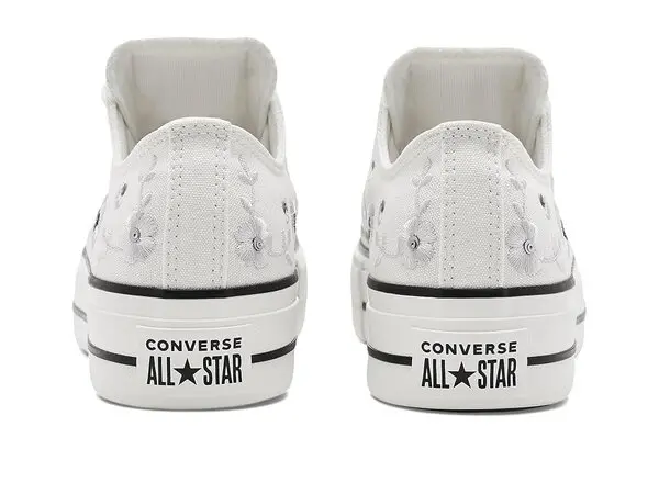 CONVERSE Chuck Taylor All Star Lift Platform Sequin Flowers Low Top Sneakers - White