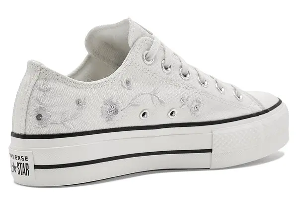 CONVERSE Chuck Taylor All Star Lift Platform Sequin Flowers Low Top Sneakers - White