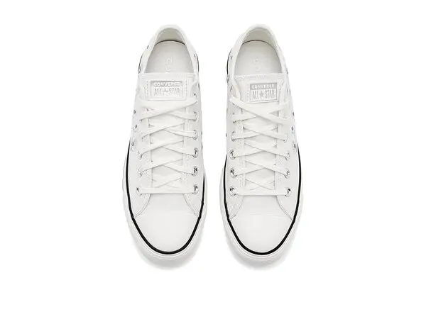 CONVERSE Chuck Taylor All Star Lift Platform Sequin Flowers Low Top Sneakers - White