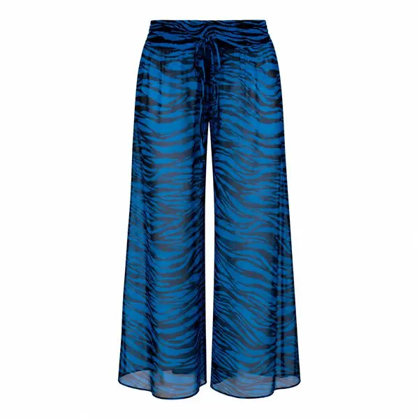 CHIARELLA Blue / Black Oasis Summer Trousers – Blue Zebra Print