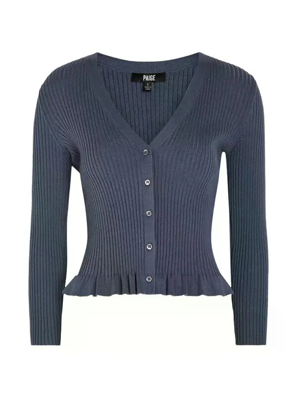 Paige Royce Ribbed Ruffled Cardigan