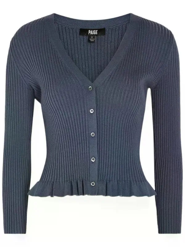 Paige Royce Ribbed Ruffled Cardigan