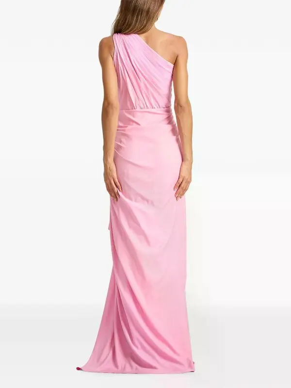 Tadashi Shoji One-shoulder Gown With Ruffled Detailing - Pink