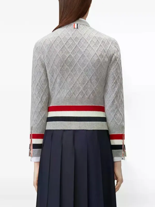 Thom Browne Intarsia Argyle Pointelle Cardigan