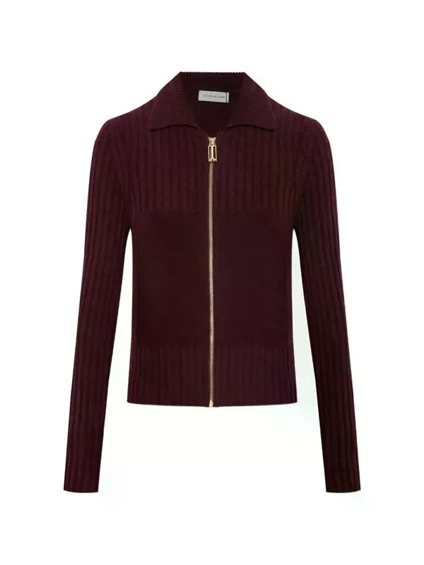 Victoria Beckham Ribbed Zip-up Cardigan - Red