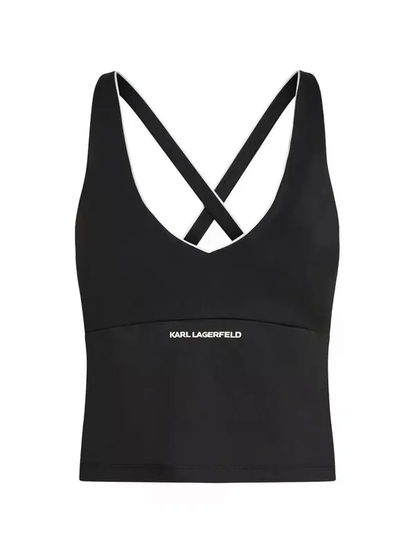 Karl Lagerfeld Contrast-piping Athleisure Tank Top - Black