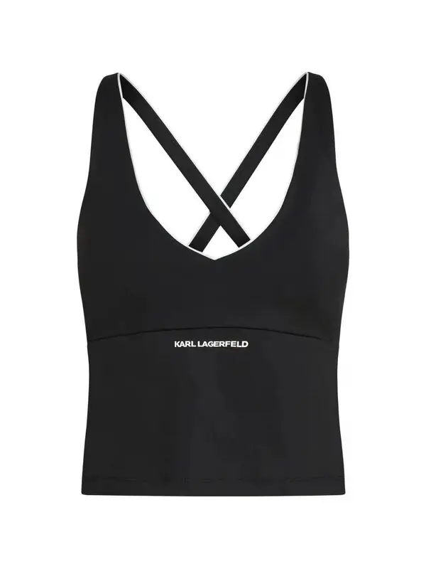 Karl Lagerfeld Athleisure Tank Top With Contrast Piping - Black