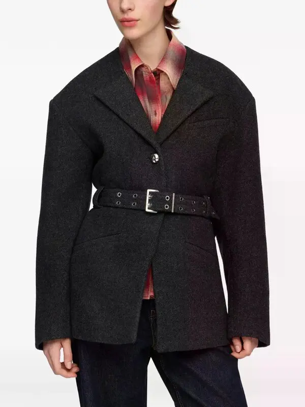GANNI Belted Wool Jacket