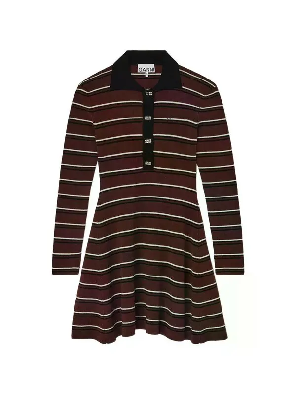 GANNI Striped Polo Mini Dress