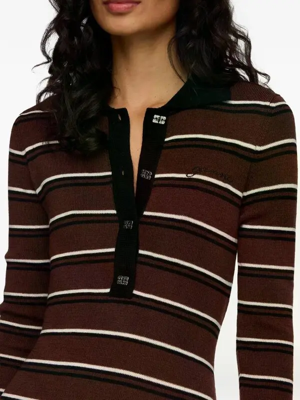 GANNI Striped Polo Mini Dress