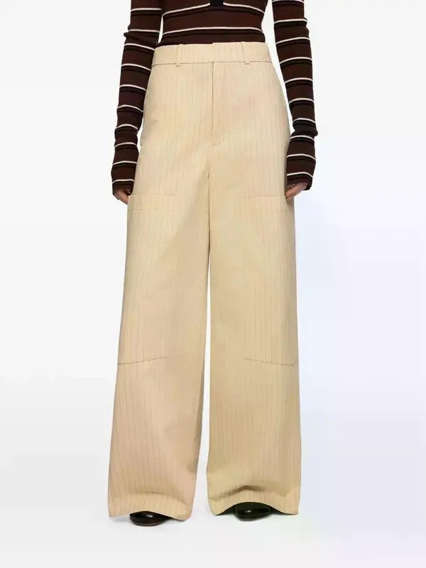 GANNI Pinstriped Patch-pocket Trousers