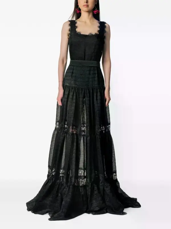 MIAU BY CLARA ROTESCU Lace-trim Maxi Dress - Black