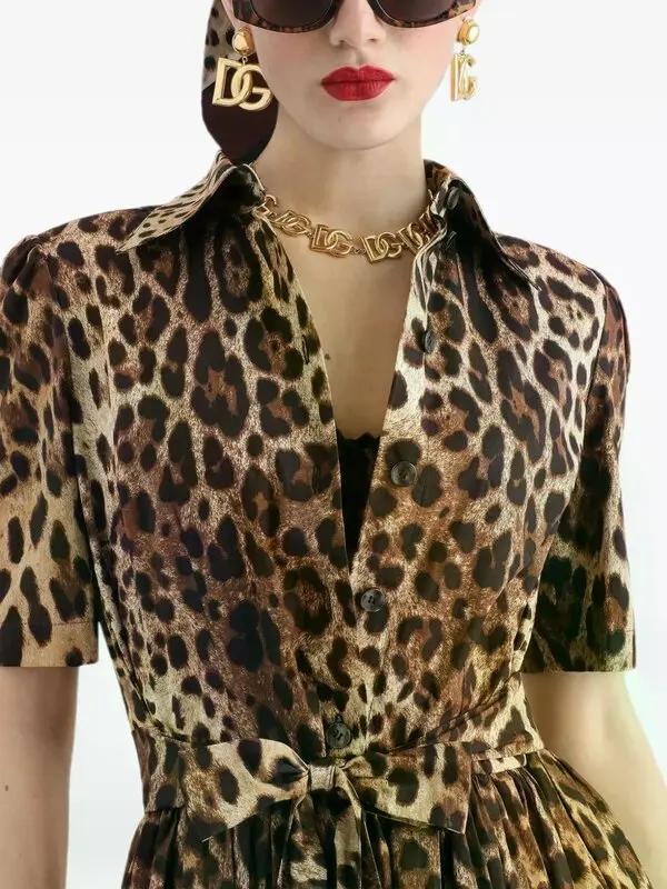 Dolce & Gabbana Leo-print Poplin Shirt Dress