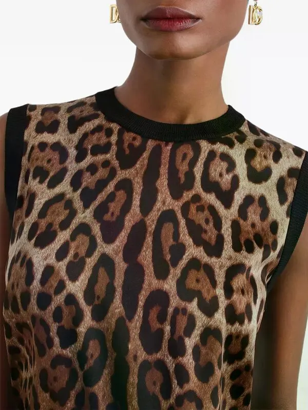 Dolce & Gabbana Leo-print Wool Crewneck Top