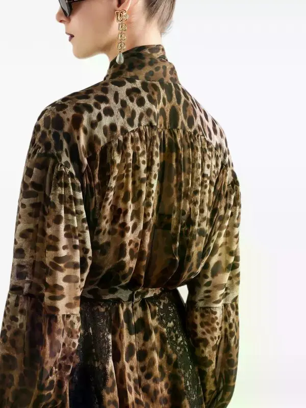 Dolce & Gabbana Leo-print Silk Chiffon Shirt