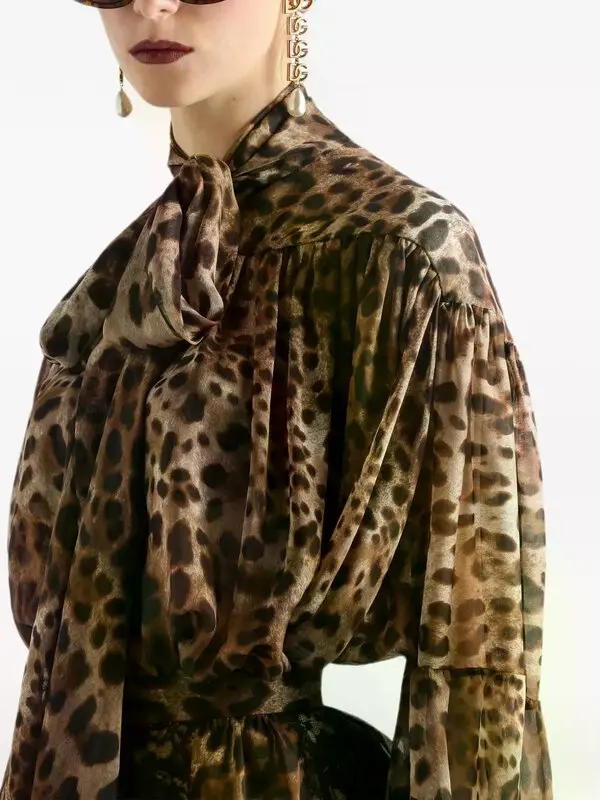 Dolce & Gabbana Leo-print Silk Chiffon Shirt