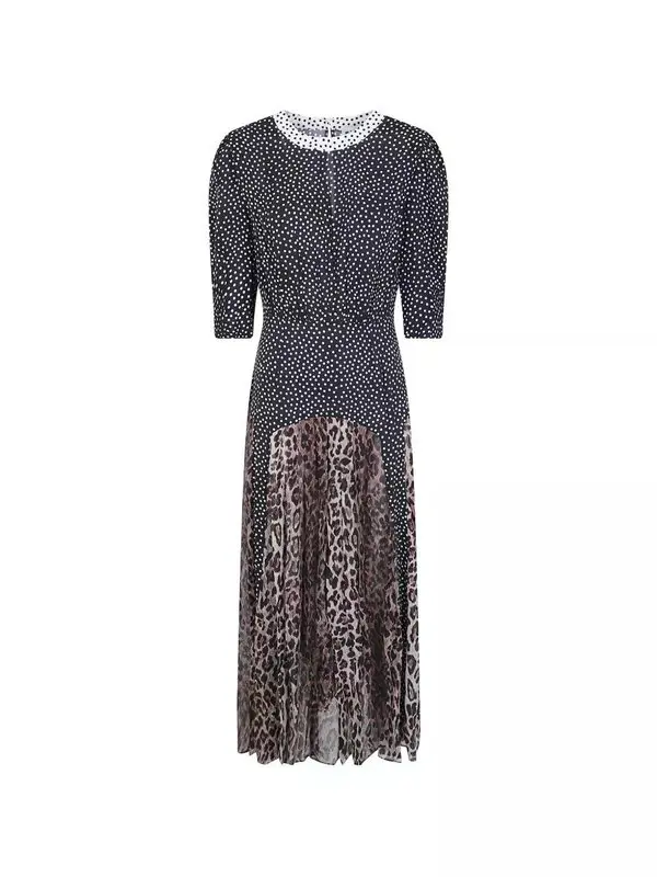 Rixo Meg Leopard And Polka Dot Midi Dress
