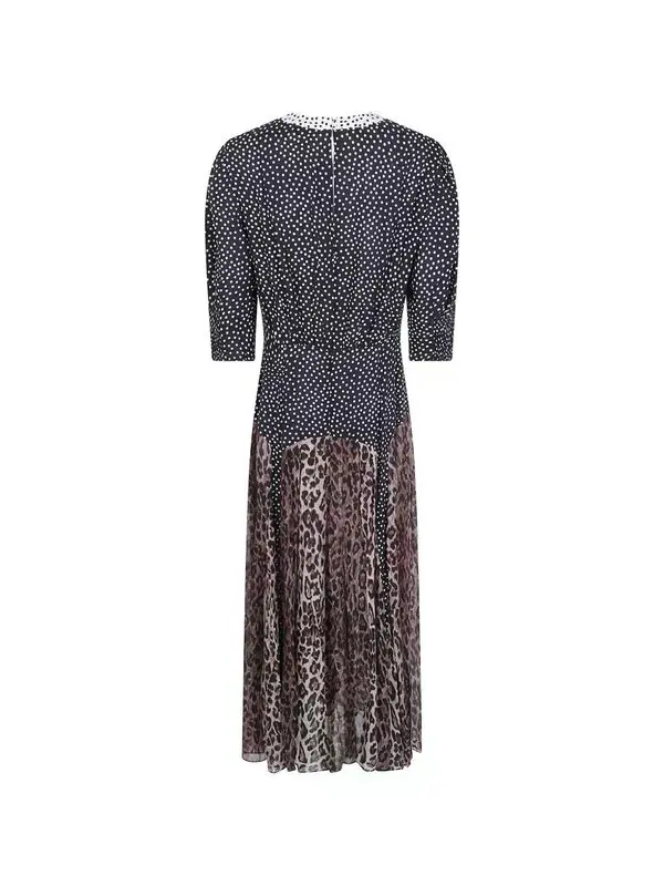 Rixo Meg Leopard And Polka Dot Midi Dress