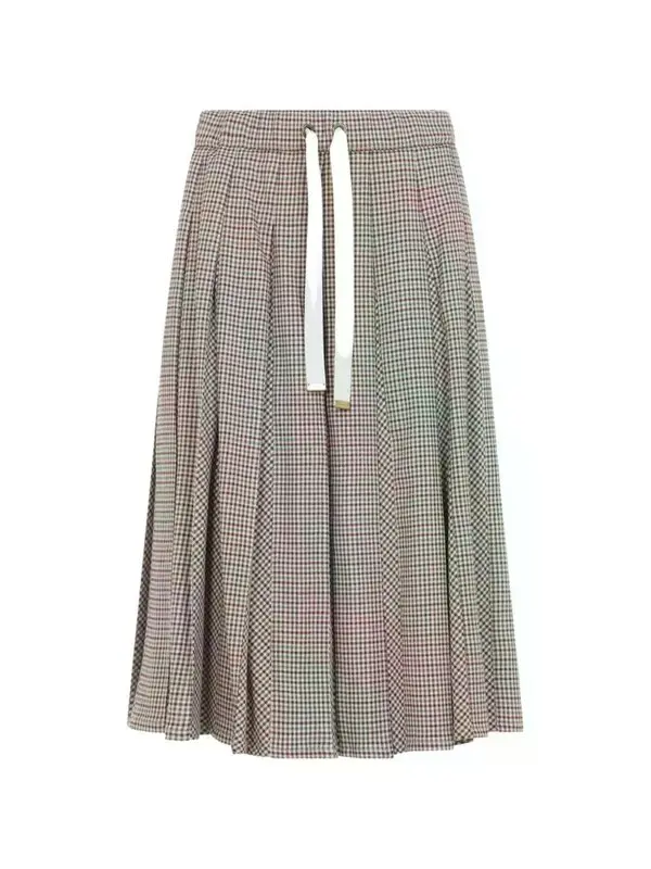 Moncler Check-pattern Pleated Midi Skirt - Brown