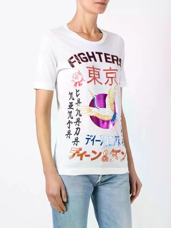 Dsquared2 Fighters' Crane Kanji Graphic T-shirt