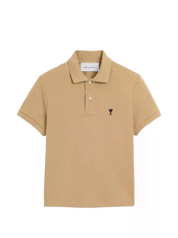 AMI Paris Cotton Polo Shirt With De Coeur Embroidery