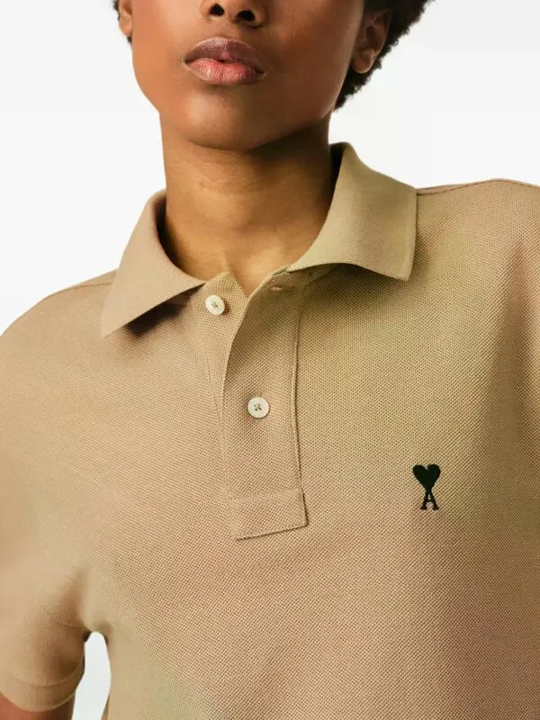 AMI Paris Cotton Polo Shirt With De Coeur Embroidery